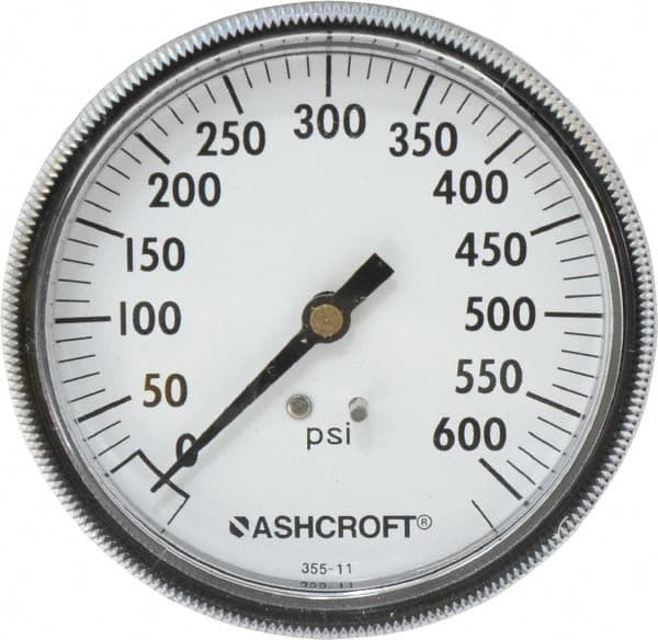 Ashcroft 3-1/2" Dial, 1/4 Thread, 0-600 Scale Range, Pressure Gauge ...