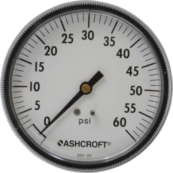 Ashcroft 3-1/2" Dial, 1/4 Thread, 0-60 Scale Range, Pressure Gauge ...