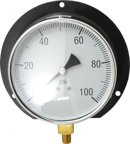 Value Collection 6" Dial, 1/4 Thread, 0-100 Scale Range, Pressure Gauge ...