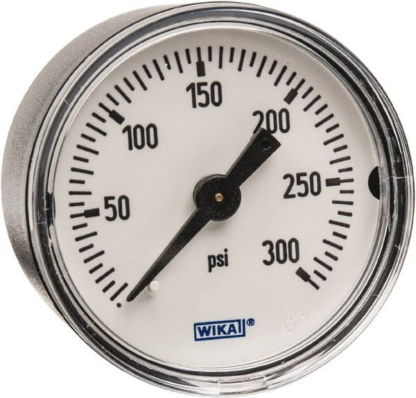 WIKA 1-1/2" Dial, 1/8 Thread, 0-300 Scale Range, Pressure Gauge Center ...