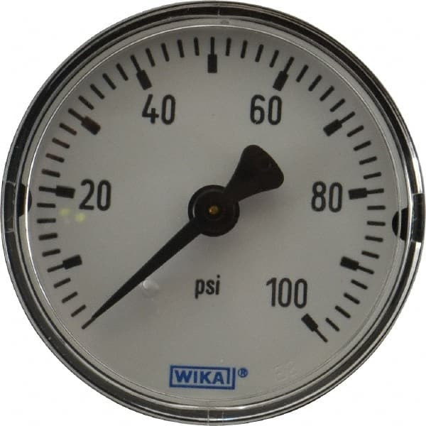 WIKA 2" Dial, 1/4 Thread, 0-100 Scale Range, Pressure Gauge Center Back ...