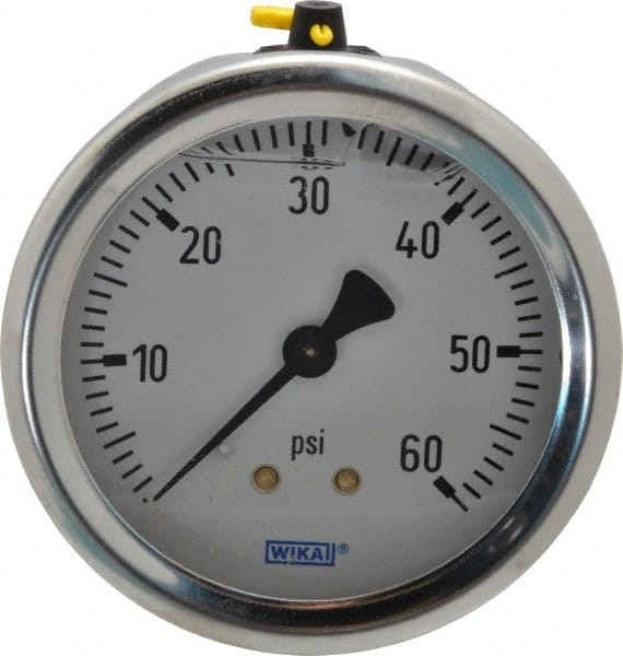 WIKA 2-1/2" Dial, 1/4 Thread, 0-60 Scale Range, Pressure Gauge Center ...