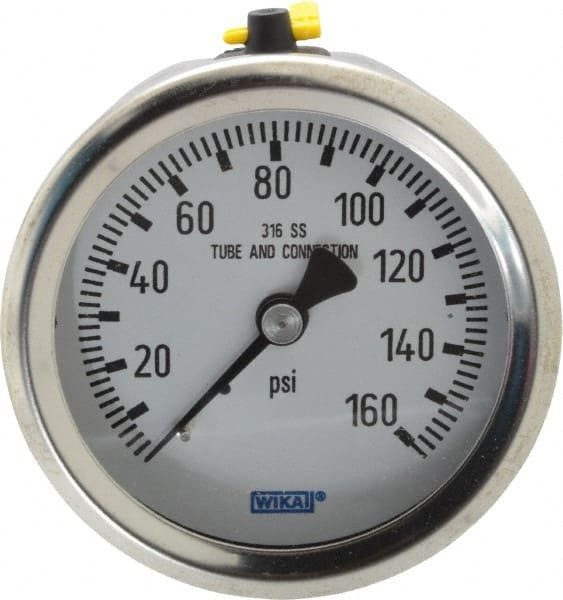 WIKA 2-1/2" Dial, 1/4 Thread, 0-160 Scale Range, Pressure Gauge Center ...