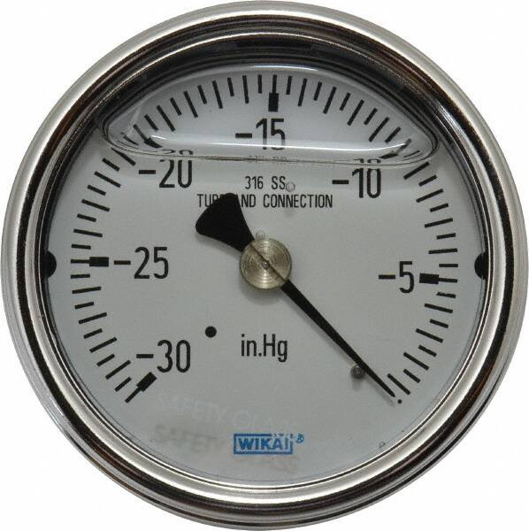 WIKA 2-1/2" Dial, 1/4 Thread, 30-0 Scale Range, Pressure Gauge Center ...