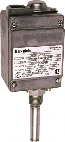 Barksdale 75 to 200°F Local Mount Temperature Switch 1/2" NPT, 9/16 x 2 ...