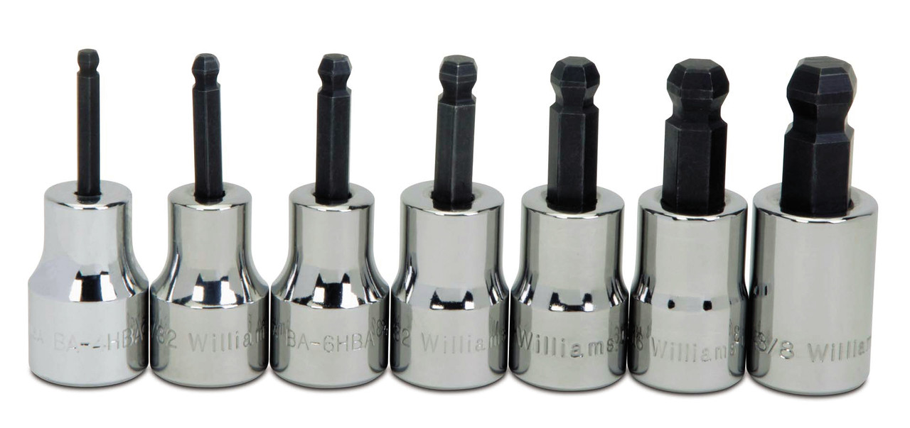 Williams Industrial Tools 7 pc 3/8" Drive -Point SAE Bit Ball Tip Hex ...
