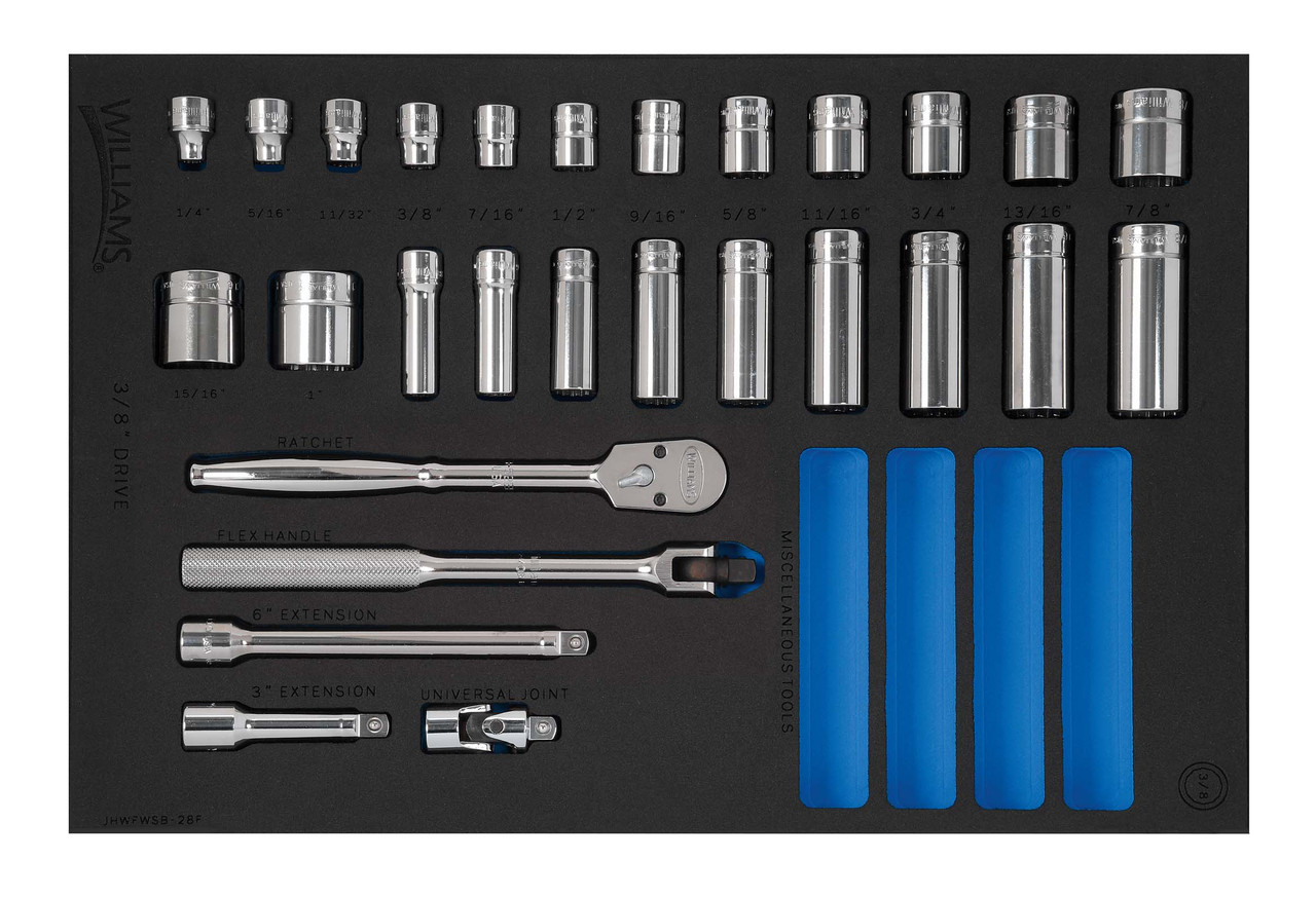 Williams Industrial Tools 28 pc 3/8 Drive 12-Point SAE Shallow & Deep ...