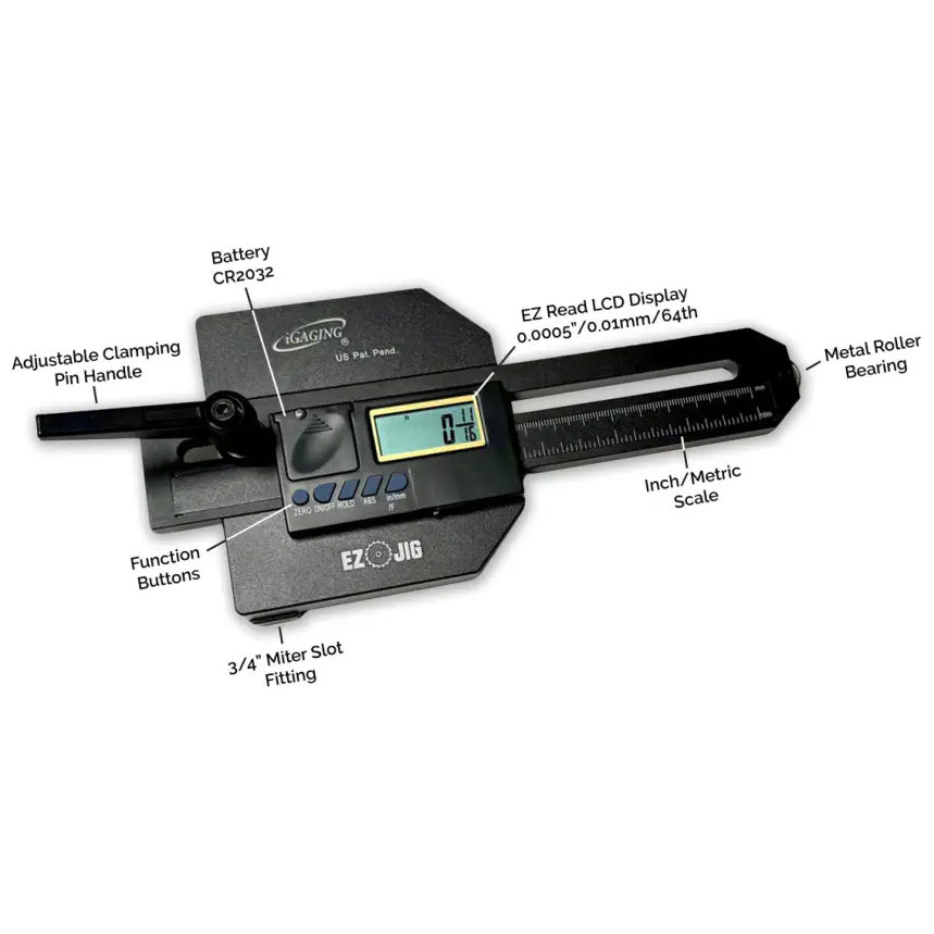 iGaging EZ-Jig Digital Thin Rip Table Saw Jig - 35-609 | Penn Tool Co.