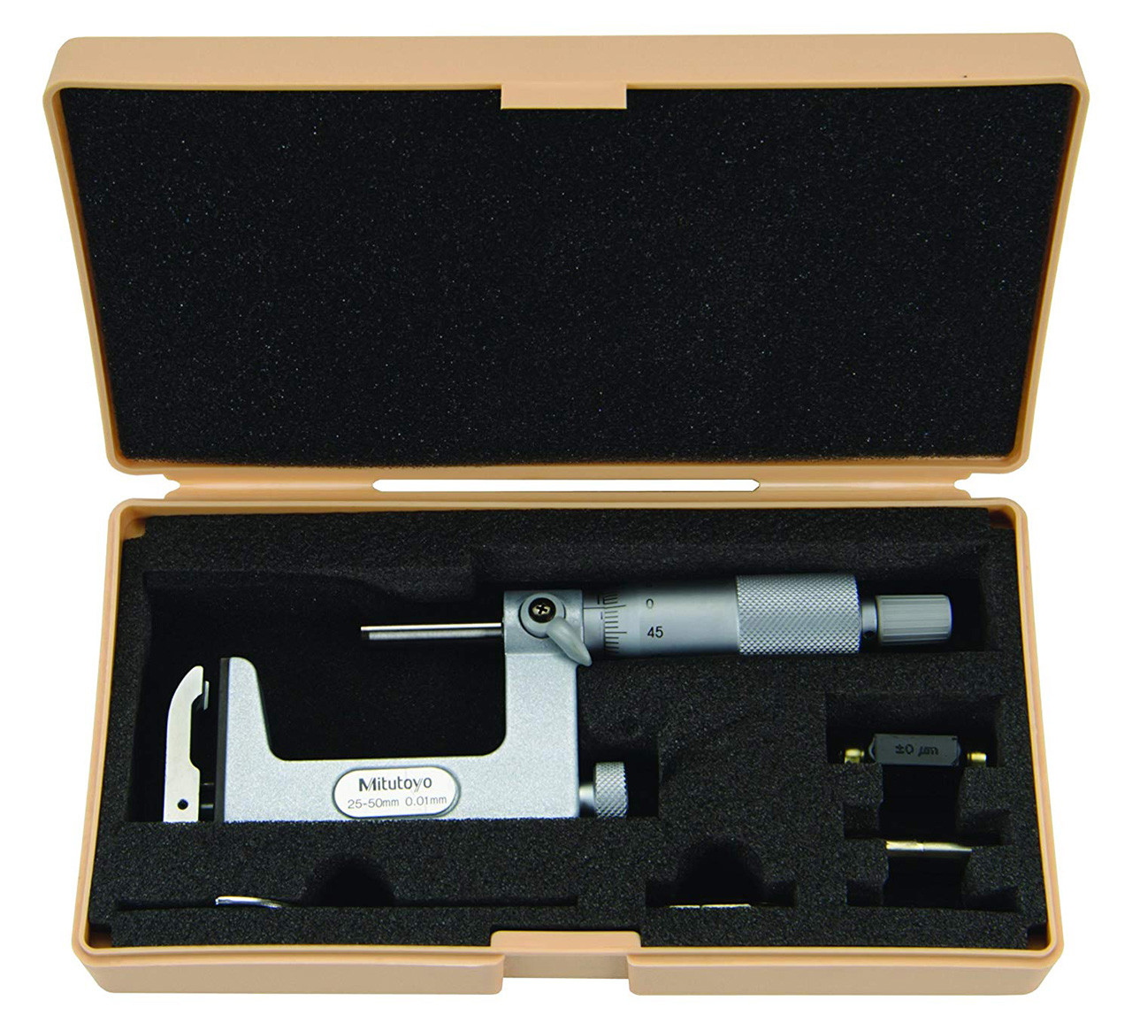 Mitutoyo Uni-Mike Micrometer, Interchangeable Anvil Type, 25-50mm w ...