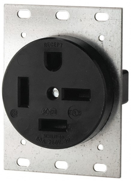 Cooper Wiring Devices 250 VAC 60A NEMA 15-60R Industrial Grade Black ...