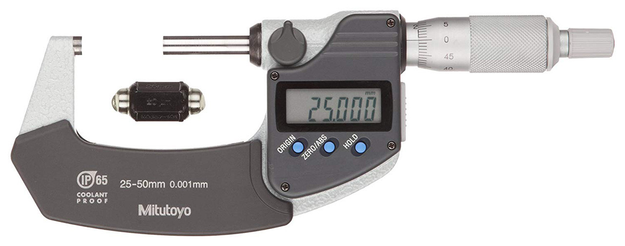 Mitutoyo IP65 Digimatic Coolant-Proof Micrometer 293-231, Metric, 25 ...
