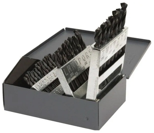 Hertel Screw Machine Length Drill Set, 26 pcs., A - Z, 135° Drill Point, HSS Black Oxide, Heavy ...