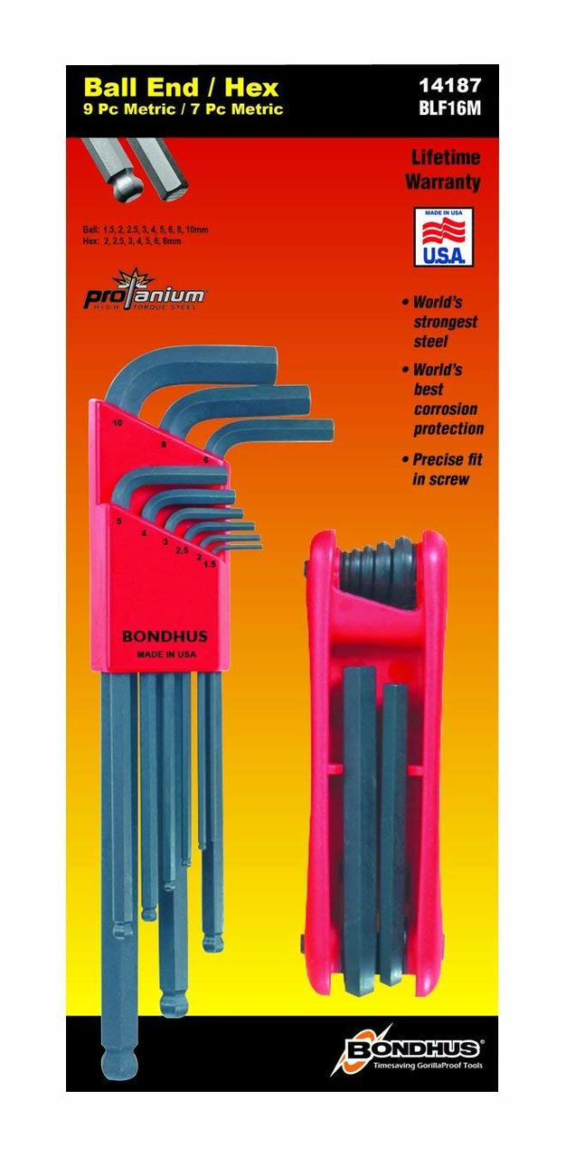 Bondhus 14187 Balldriver L-wrench Set #10999 (1.5-10mm) & GorillaGrip ...