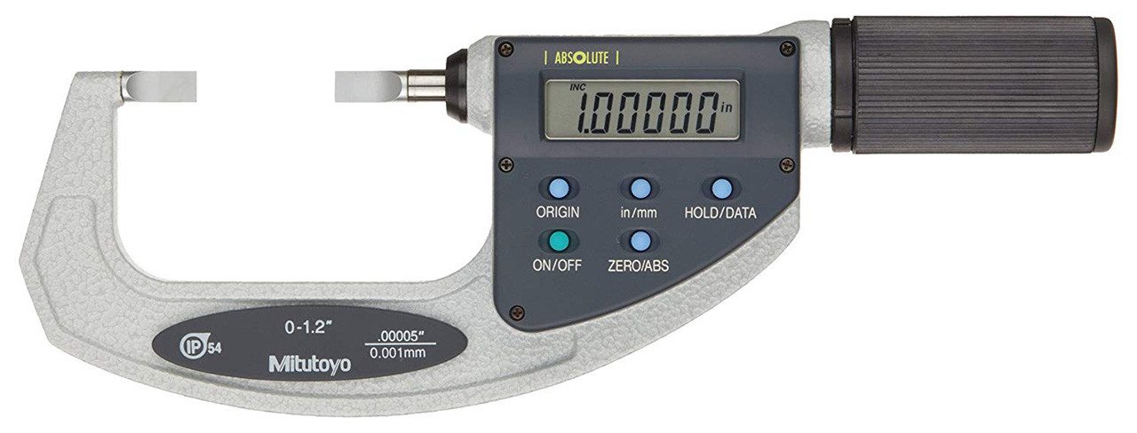 Mitutoyo Blade Micrometer Non-Rotating Spindle, 0-1.2"/0-30.48mm - 422 ...