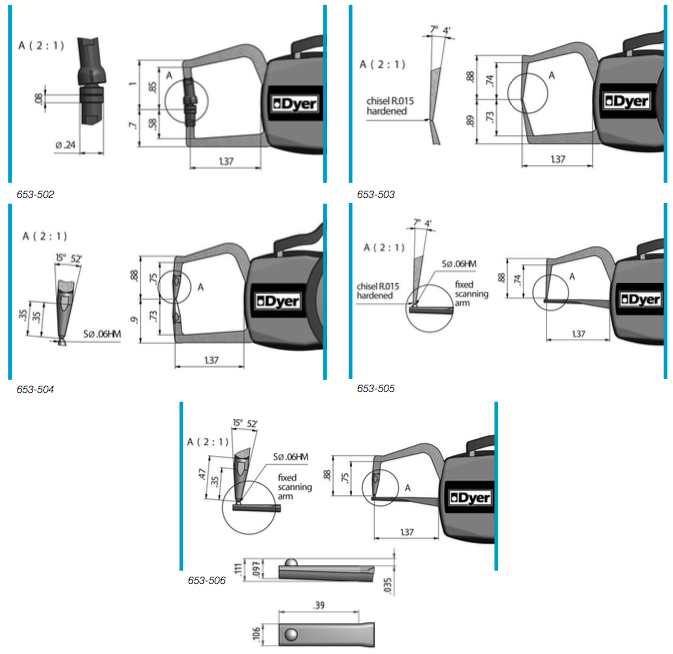Dyer Short Reach Electronic Thickness Gages 653 Series - Penn Tool Co., Inc