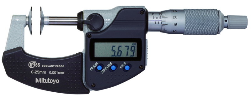 Mitutoyo Disk Micrometer, Digital, IP65, 0-25mm - 323-250-30| Penn Tool ...