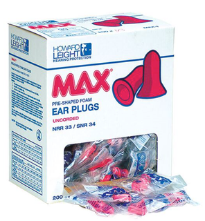 Howard Leight NRR 33 Max® Uncorded Earplugs, 200 Pair in Pack - Max-1 ...