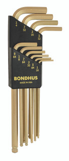 Bondhus 10 Piece 14K GoldGuard™ Gold Plate Balldriver L-Wrench Set ...