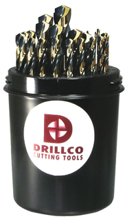 DRILLCO H.S.S. Jobbers Length 29 Piece Drill Set, 1/16" to 1/2" by 64ths Size Range, PAL ...