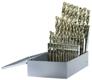 DRILLCO 29 Piece Cobalt Jobbers Length Drill Set, 1/16" to 1/2" by 64ths Size Range - 500A15 ...