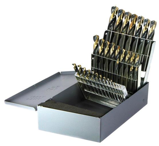 DRILLCO 29 Piece HSS Black & Bronze Oxide Screw Machine Length Drill Set, 1/16" to 1/2" by 64ths ...