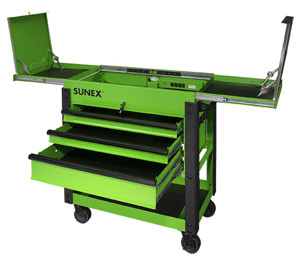 Sunex 3 Drawer Slide Top Utility Cart w/ Power - Lime Green ...