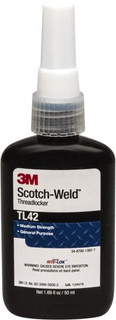 3M 50 mL Bottle, Blue, Medium Strength Liquid Threadlocker Series TL42 ...
