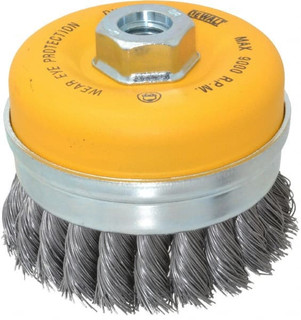 DeWALT 4" Diam 5/8-11 Threaded Arbor Steel Fill Cup Brush Knotted Wire ...