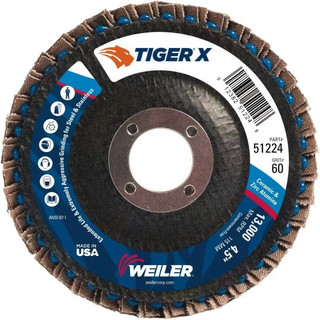 Weiler Abrasives 4-1/2" 60 Grit 7/8" Center Hole Type 27 Zirconia ...