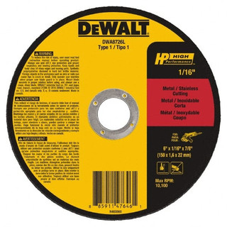 DeWALT 6 x 0.04, 7/8" Hole Aluminum Oxide Cutoff Wheel Reinforced ...