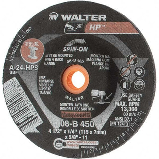 Value Collection 24 Grit, 4-1/2" Wheel Diam, 1/4" Wheel Thickness, Type ...
