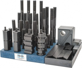 TE-CO 50 Piece Fixturing Step Block & Clamp Set with 1" Step Block, 11/ ...
