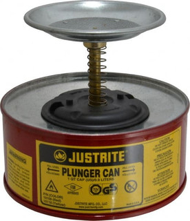 Justrite 1 Quart Capacity, 5-5/8 Inch High x 7-1/4 Inch Diameter, Steel ...