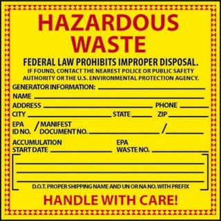 AccuformNMC Hazardous Materials Label Legend: Hazardous Waste - Federal ...