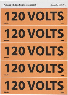NMC 25 Qty 1 Pack Electrical Markers Label Legend: 120 Volts, English ...