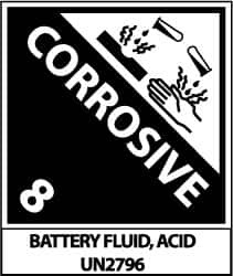 NMC Corrosive 8 Battery Fluid, Acid Un2796 Shipping Label 4-3/4" High x ...