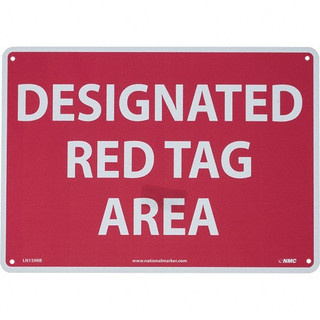 NMC "Designated Red Tag Area", 10" Long x 14" Wide, Rigid Plastic ...