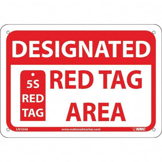 NMC "Designated Red Tag Area 5s Red Tag", 7" Long x 10" Wide, Aluminum ...