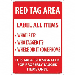 AccuformNMC "Red Tag Area Label All Items Sign", 14" Long x 20" Wide ...