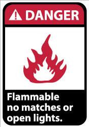 AccuformNMC "Danger - Flammable - No Matches or Open Lights", 14" Long ...