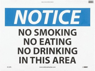 AccuformNMC "Notice - No Smoking - No Eating - No Drinking in This Area ...