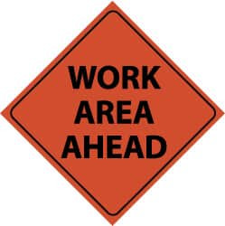 NMC "Work Area Ahead," 48" Wide x 48" High Nylon Construction Roadway ...
