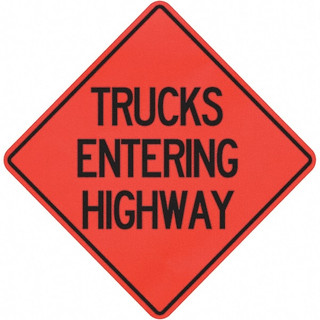 PRO-SAFE "Trucks Entering Highway," 48" Wide x 48" High Vinyl Traffic ...