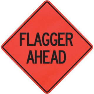 PRO-SAFE "Flagger Ahead," 36" Wide x 36" High Vinyl Traffic Control ...