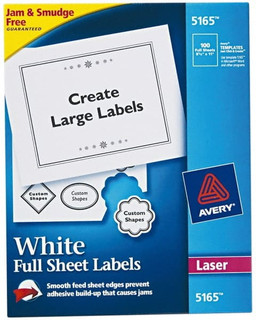 Avery Pack of (100) 8-1/2" x 11" White Paper Shipping Labels For Laser ...