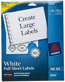 Avery Pack of (25), 8-1/2" x 11" White Paper Shipping Labels For Inkjet ...