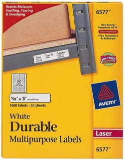 Avery Pack of (1600), 5/8" x 3" White Paper Name Badge Labels For Laser ...