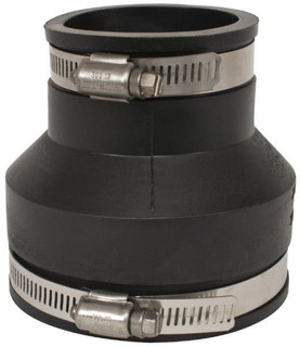 Fernco 3 x 2" PVC Flexible Pipe Coupling with Clamp 4" Long, Pipe x ...