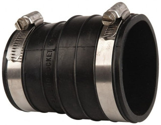 Fernco 2" PVC Flexible Pipe Coupling with Clamp 4" Long, Socket x Pipe ...