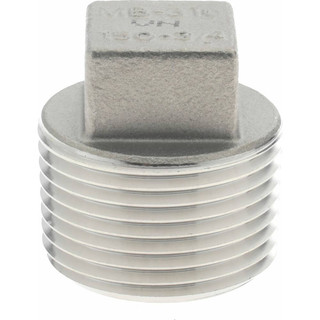 Merit Brass 3/4" 316 Stainless Steel Pipe Square Head Plug MNPT Ends ...